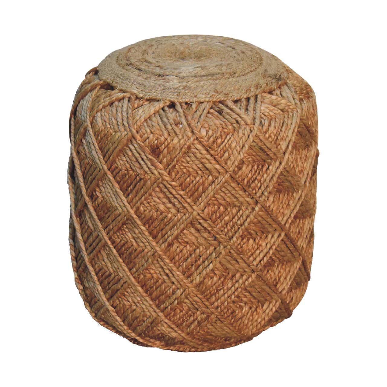 Jute Fiber Footstool Large Pattern - Dukes Home Interiors