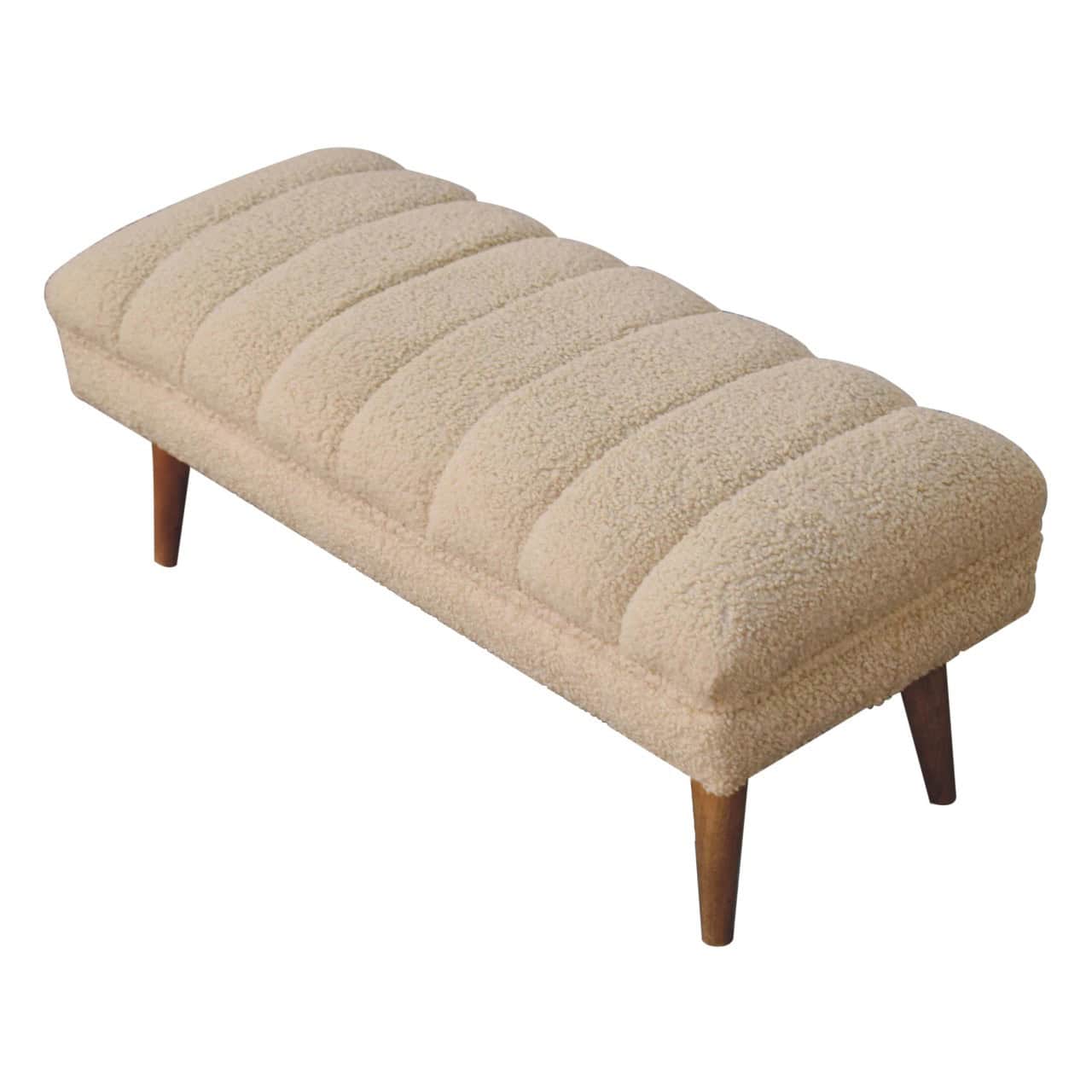 Cream Boucle Puffer Bench - Dukes Home Interiors