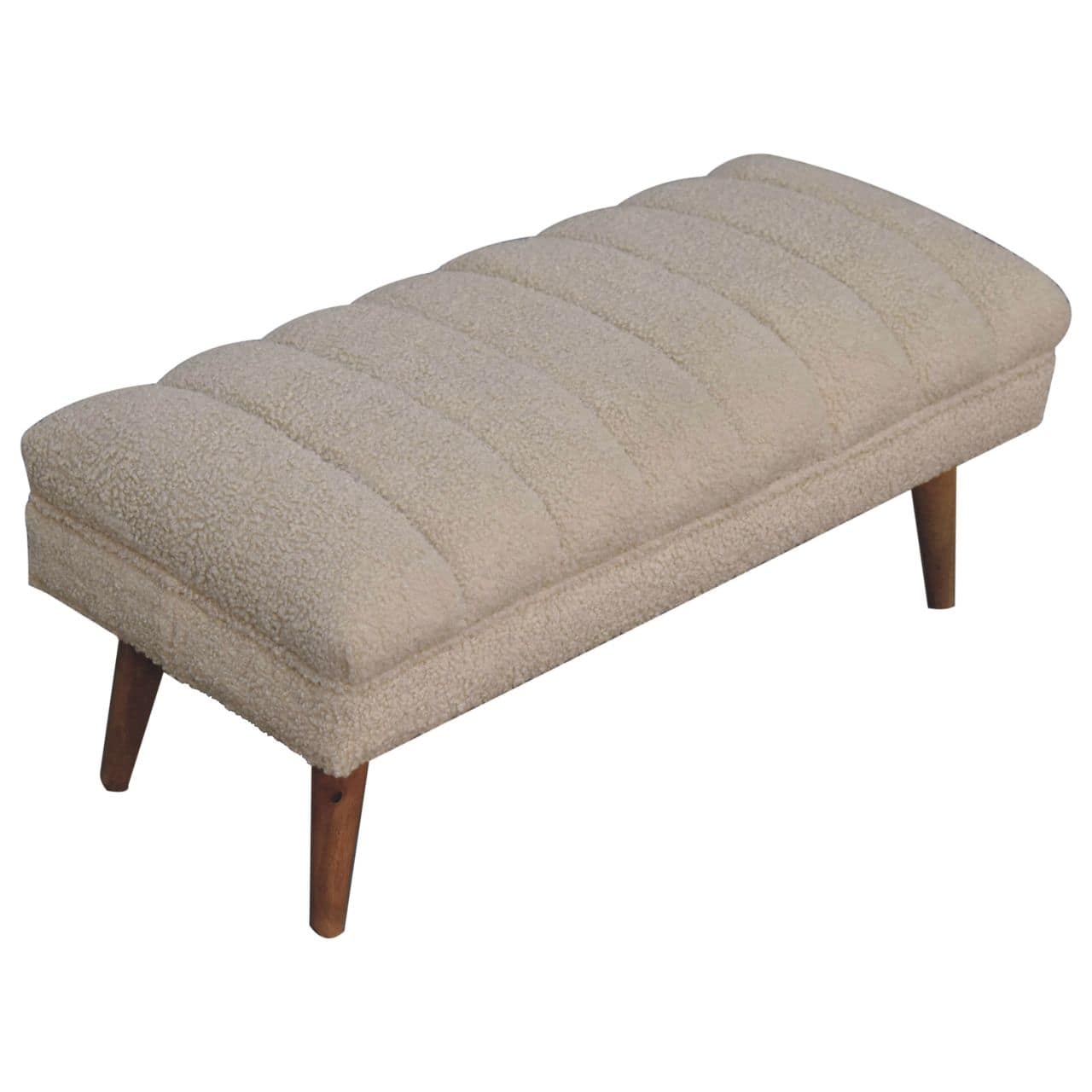 Cream Boucle Puffer Bench - Dukes Home Interiors