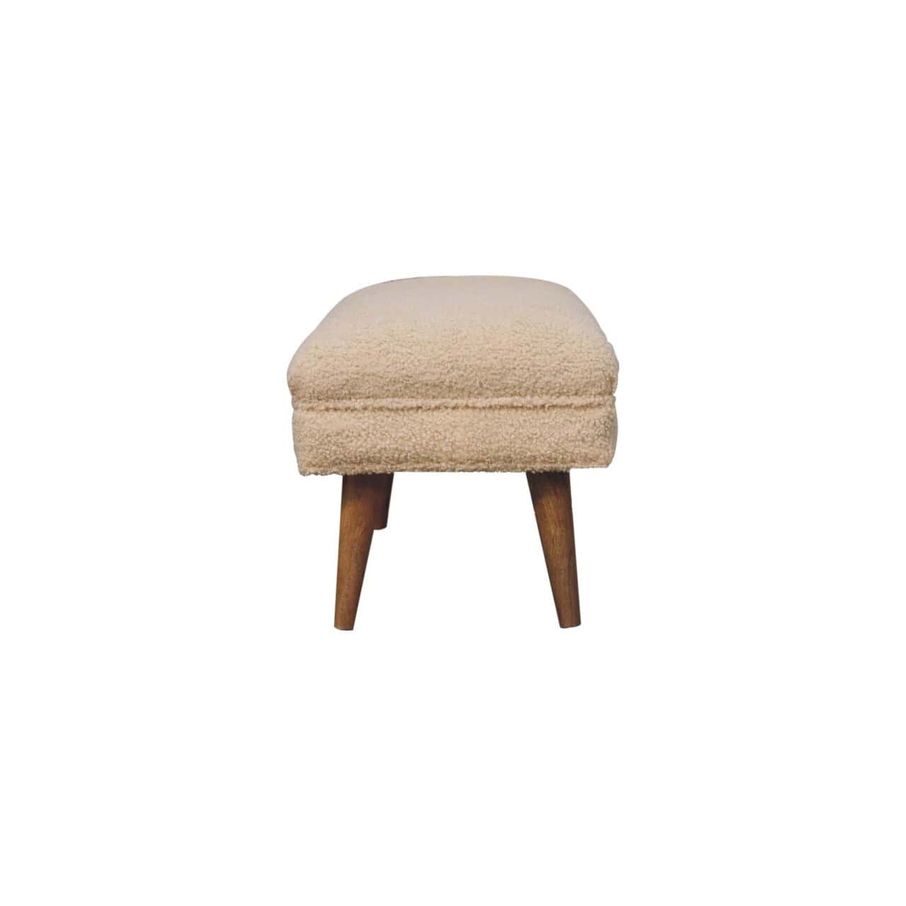 Cream Boucle Puffer Bench - Dukes Home Interiors